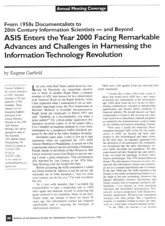 ASIS&T at 85 - Association for Information Science and Technology | ASIS&T