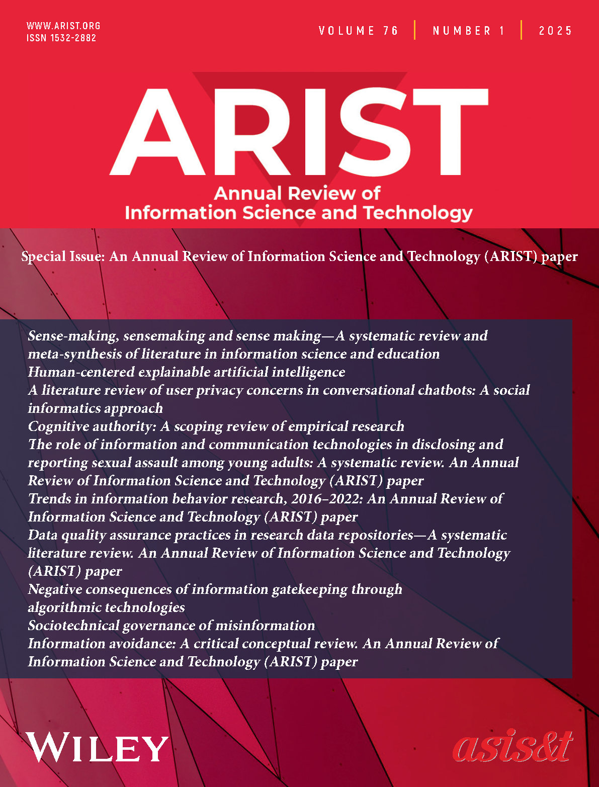 New from ARIST, November 2025 - Association for Information Science and ...